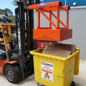 Bin Compactor Forklift Attachment safely Compact bulky waste
