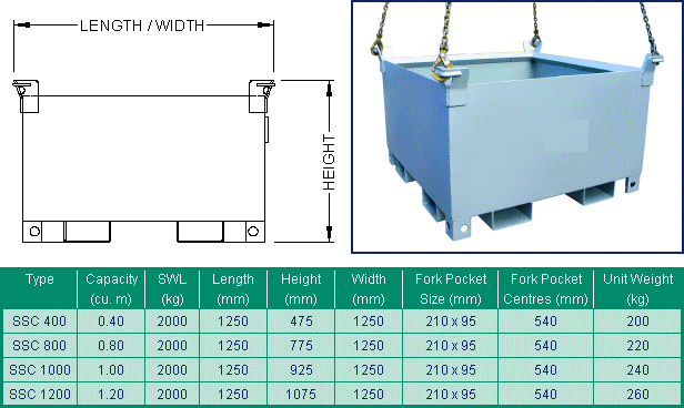 Crane Waste & Storage Bins for Forklifts SSC